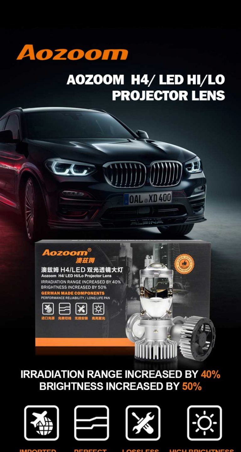 Aozoom H4 LED Hi-Lo Mini Projector Headlight Lens | 45 Watt 4200 Lumens